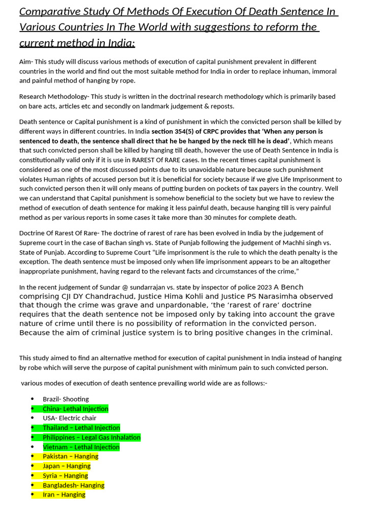 Reforming India's Death Penalty Methods | PDF | Capital Punishment ...