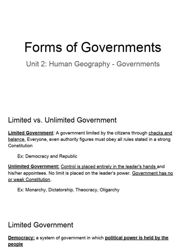 Types of Governments Wakefield Test Review | PDF