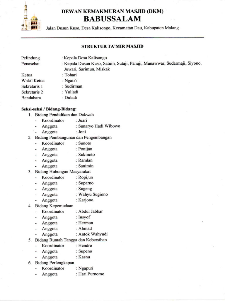 SK Struktur Kepengurusan Masjid | PDF