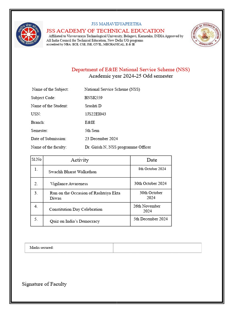 NSS Activities Report 2024-25 | PDF | Democracy | Political Ideologies