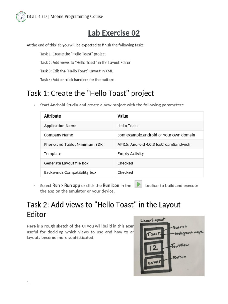 Lab Exercise 02 | PDF | Android (Operating System) | Page Layout