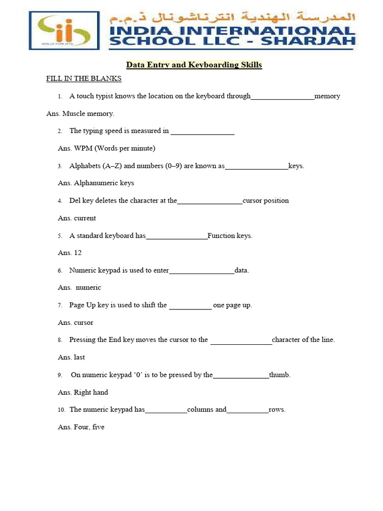 Data Entry and Keyboarding Skills Guide | PDF | Computer Keyboard ...