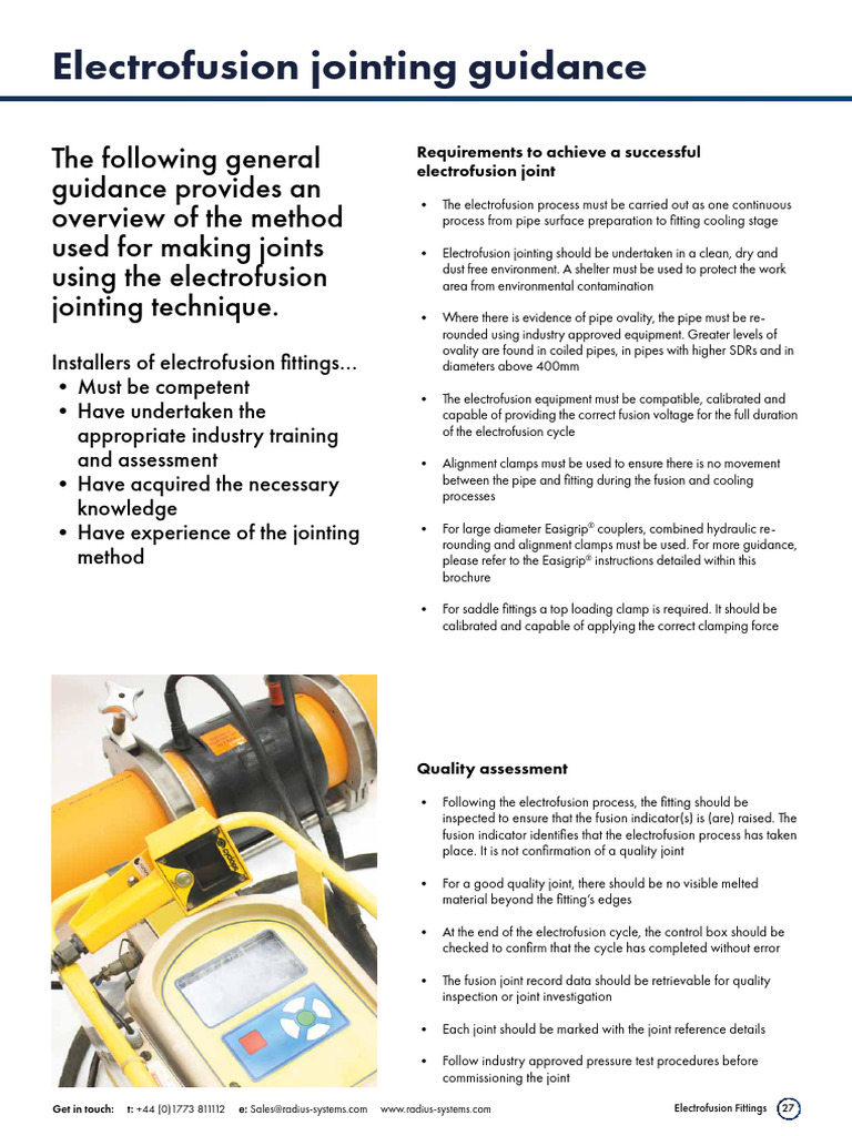 Easigrip® Electrofusion Jointing Guide | PDF | Pipe (Fluid Conveyance) | Welding