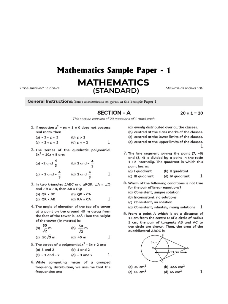 Math Exam Sample Paper | PDF | Euclidean Geometry | Elementary Geometry