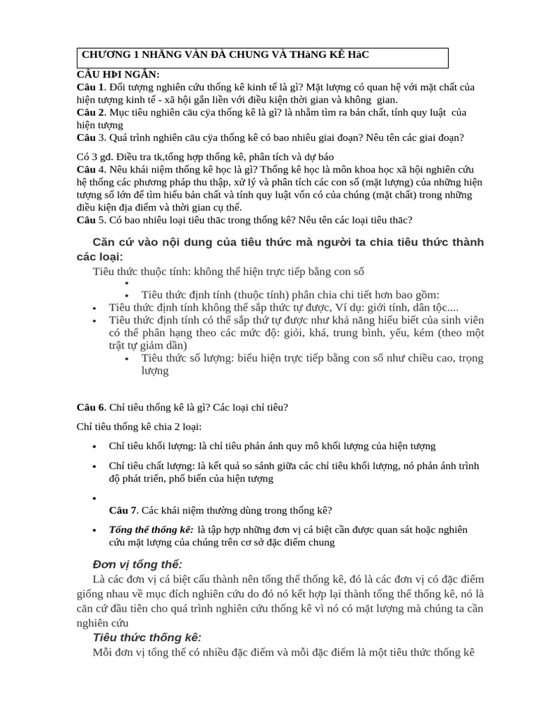 ÔN TẬP STA 271 | PDF