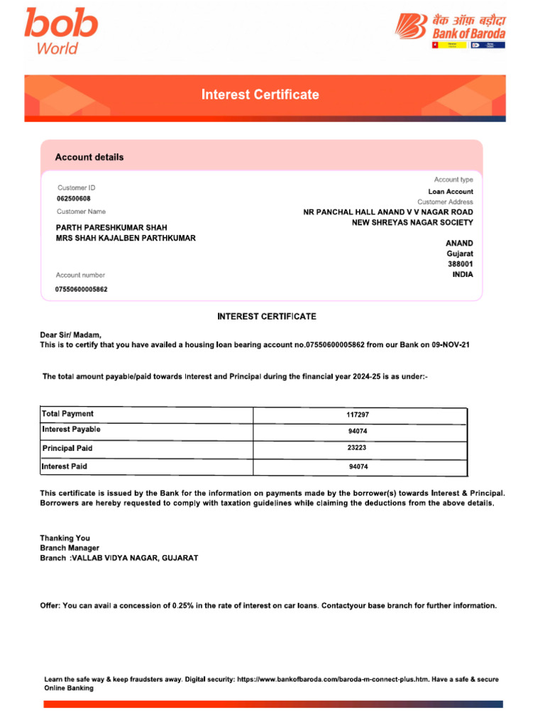 Interest Certificate | PDF