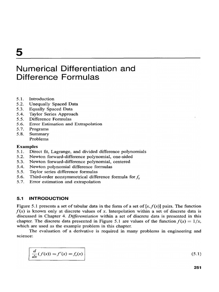 Chap 5 Numerical Differentiationand and Difference Formulas (NMES, 2001 ...