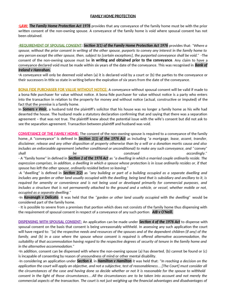 8.-FAMILY-HOME_56761e6b21c447b99ff8eaf278a90219 | PDF | Conveyancing ...