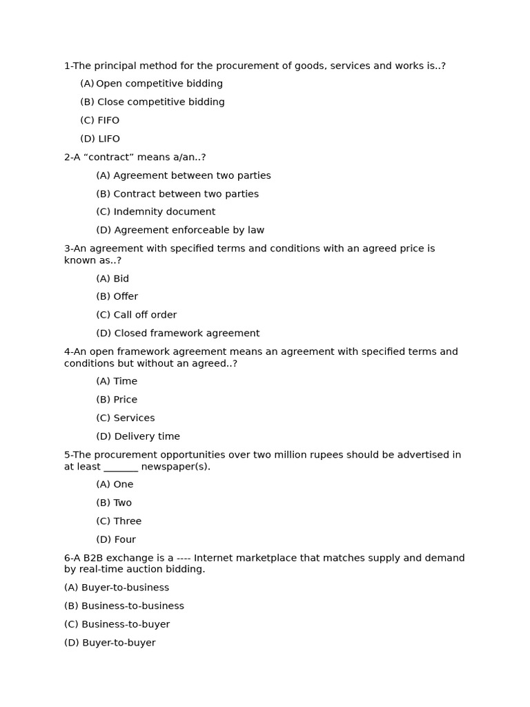 Procurement and Contract Basics Exam | PDF