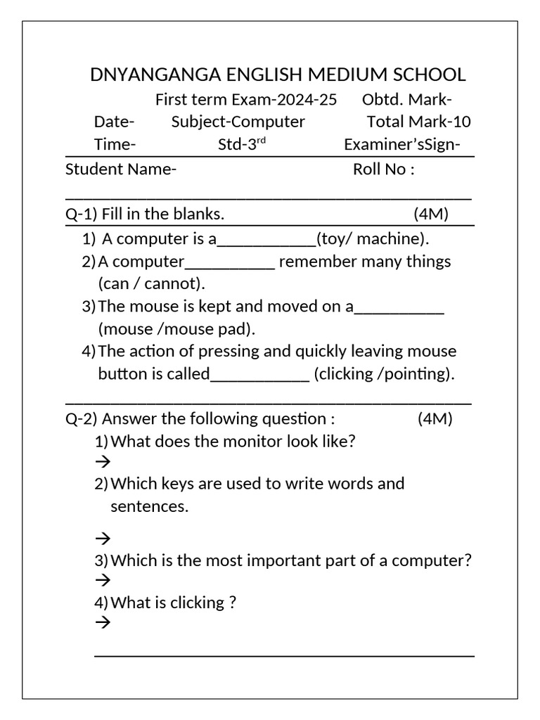 Comuter 3rd Term Exam. | PDF