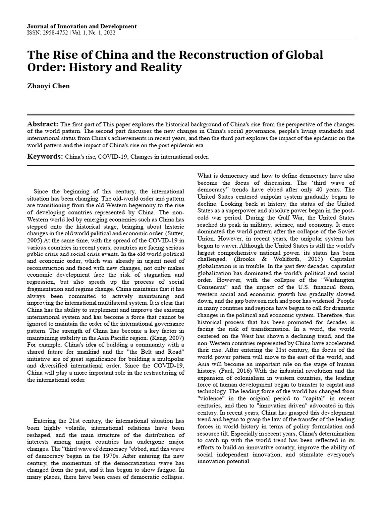 The Rise of China and The Reconstruction of Global | PDF | China ...