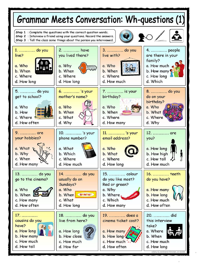 WH Questions Ćwiczenia | PDF