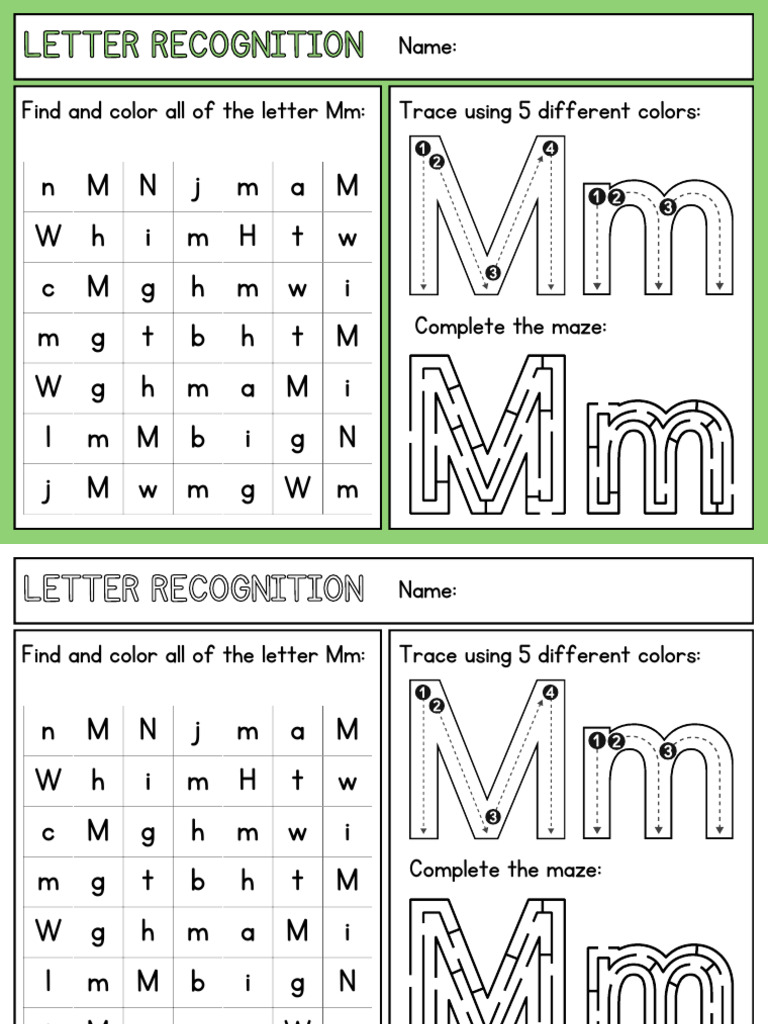 Letter M Recognition Worksheet | PDF