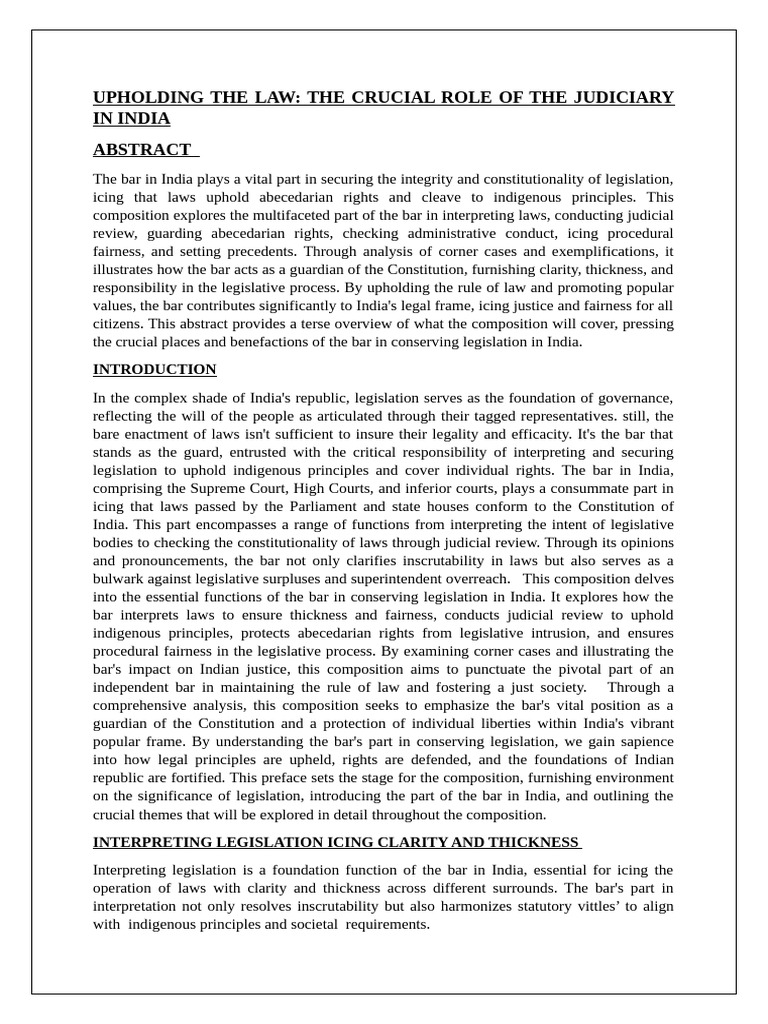 Role of Judiciary in Preserving Legislation of India | PDF | Judicial ...