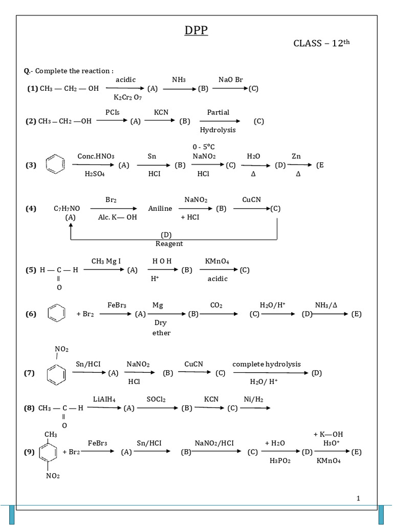 DPP Reactions | PDF | Amine | Organic Chemistry
