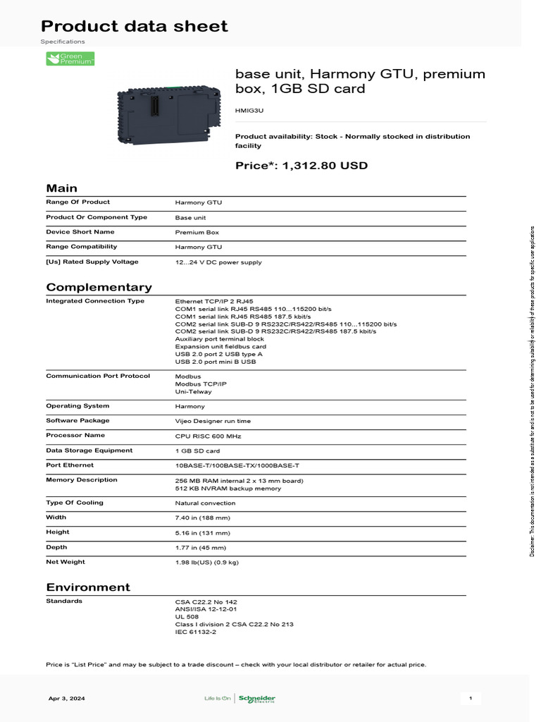 HMIG3U Harmony GTU Base Unit Overview | PDF | Usb | Sustainability