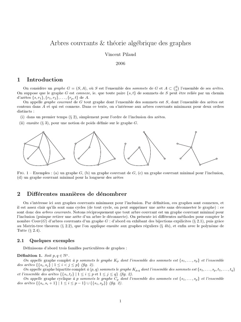 (Expository Notes) Vincent Pilaud - Arbres Couvrants & Théorie ...