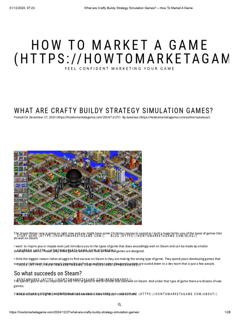 What Are Crafty Buildy Strategy Simulation Games - How To Market A Game ...