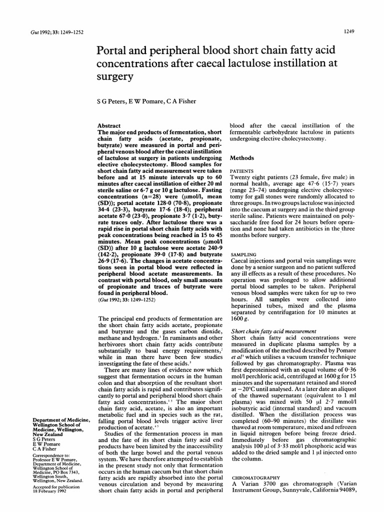 scfa analysis in blood samples GC | PDF | Gas Chromatography