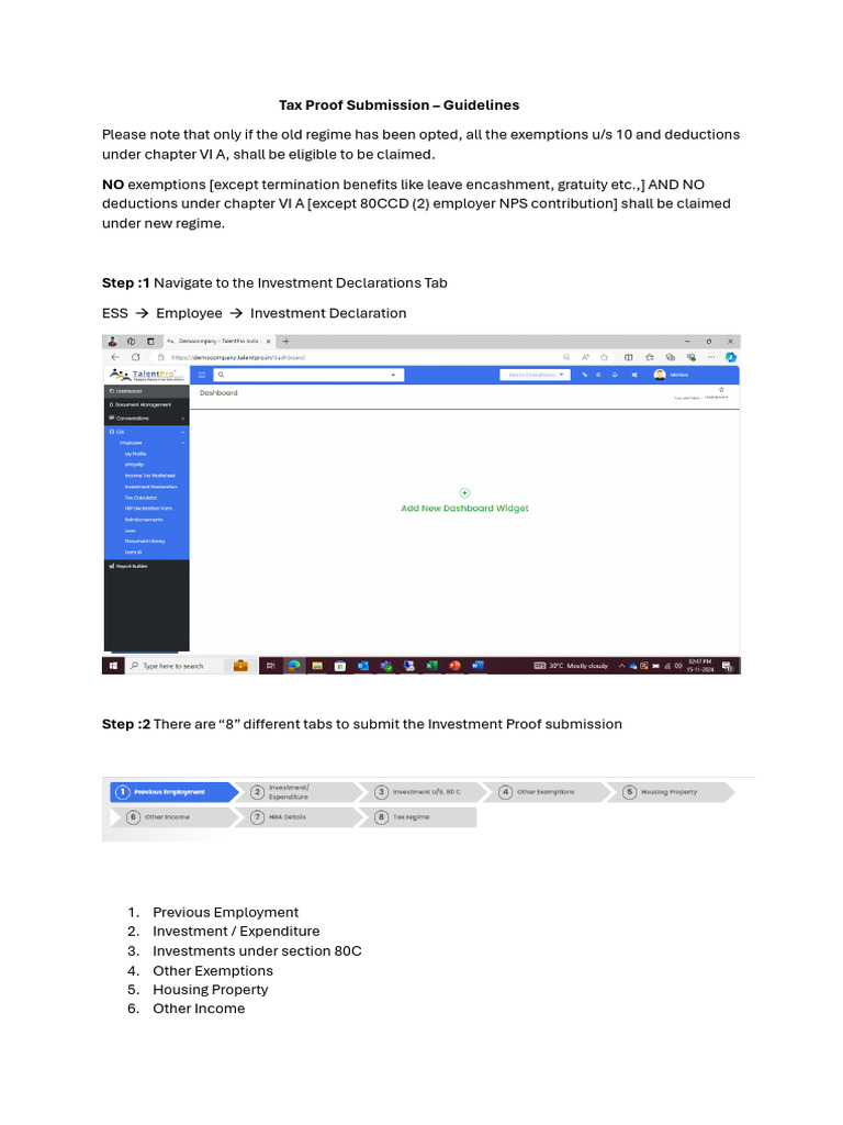 Investment Proof Submission Guidelines - FY2024-25 | PDF | Employment ...