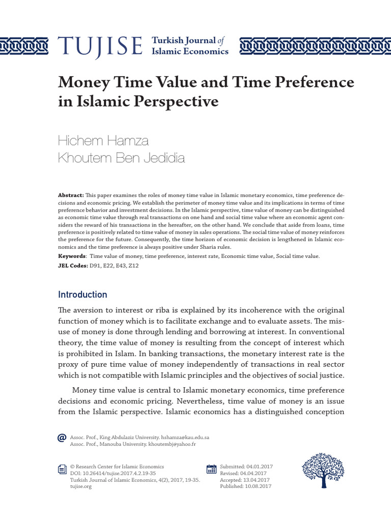 Money Time Value and Time Preference in Islamic Perspective (#556792 ...