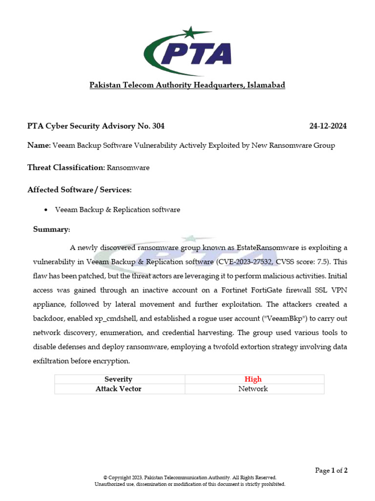 1735054323PTA - Security Advisory - 304 | PDF | Computer Security ...