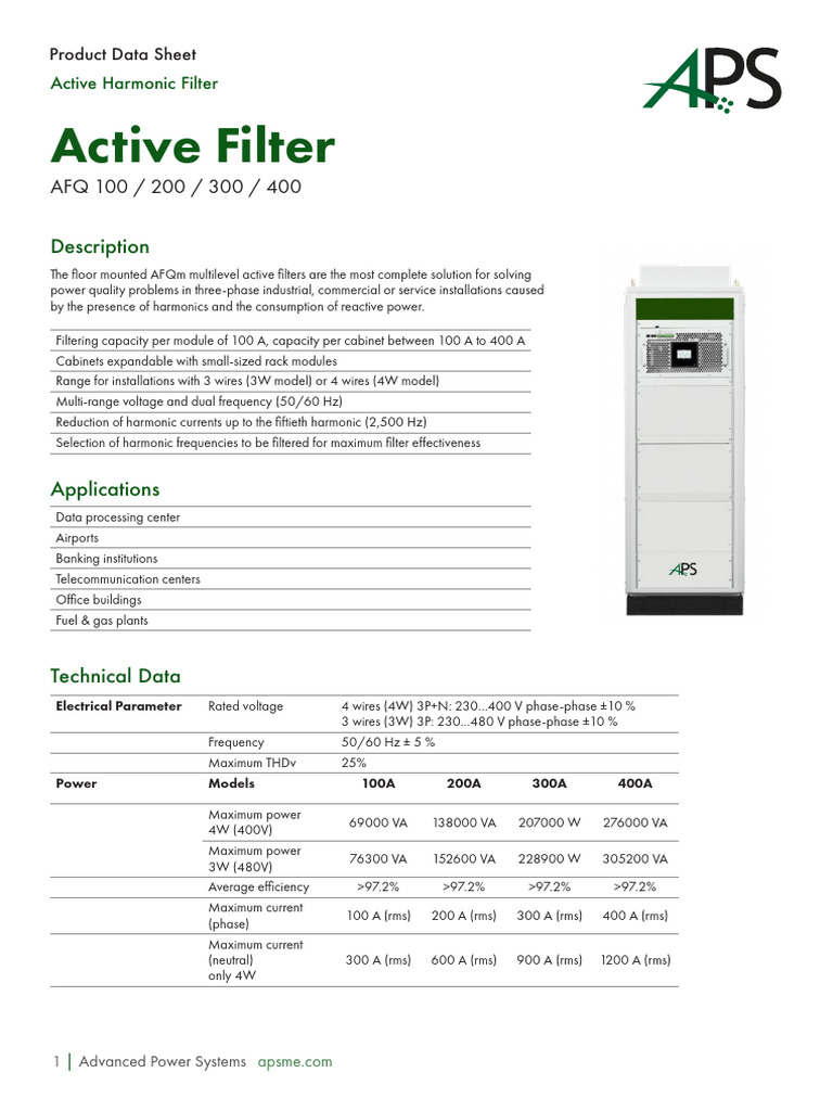 Active Filter APS Datasheet | PDF | Electronic Engineering | Electromagnetism