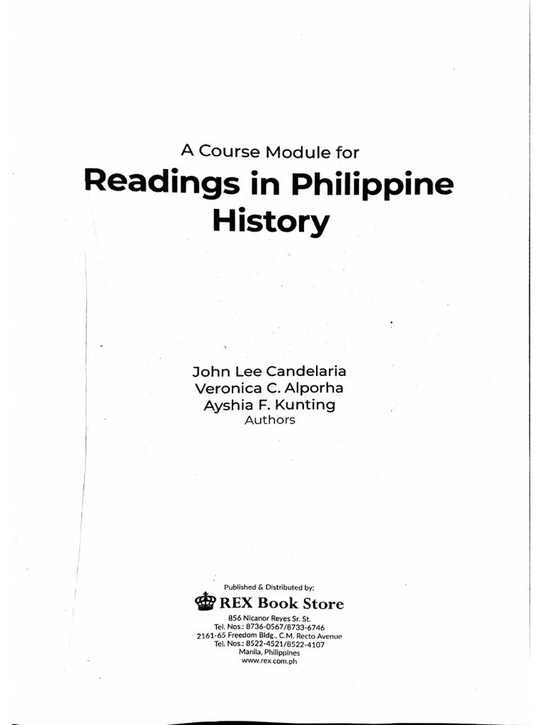 Updated A Course Module For Readings in Philippine History by Candelaria Alporha Kunting 2021 | PDF