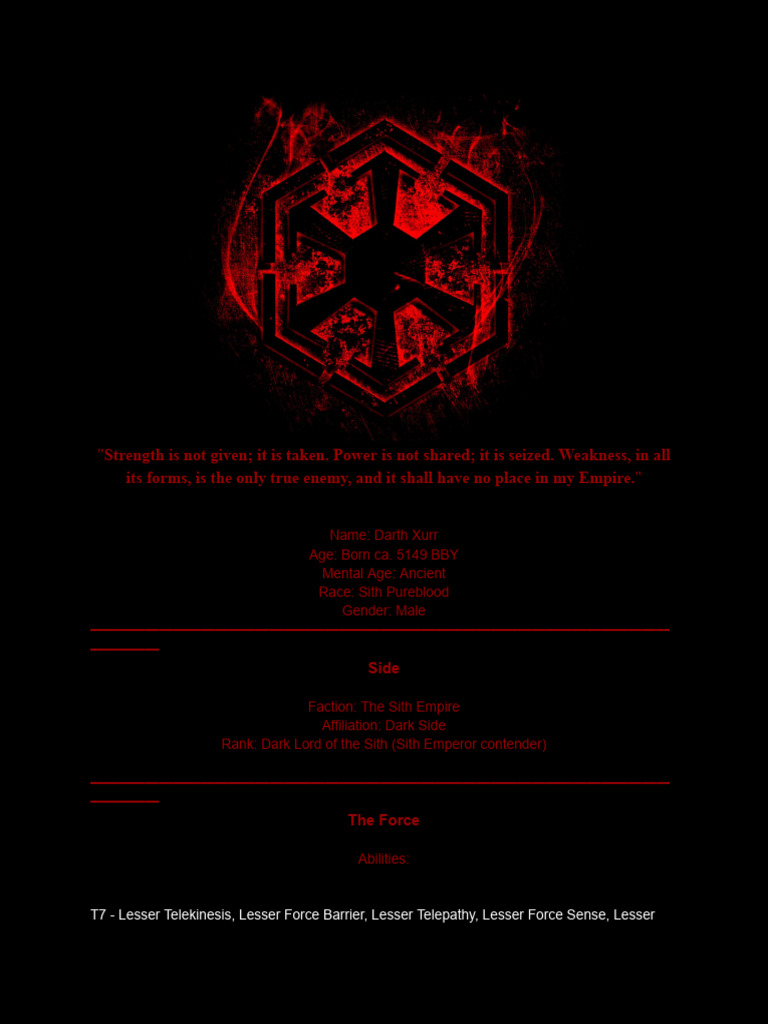 Darth Xurr - A Dark Timeline | PDF | Sith | Jedi