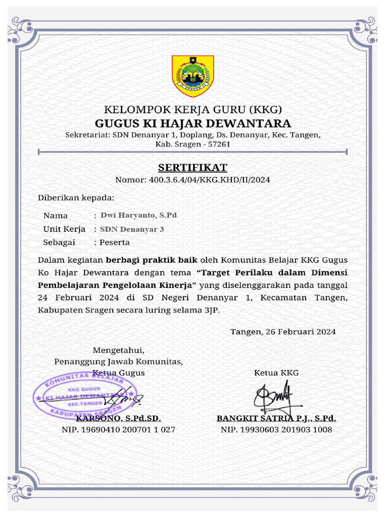 E-Sertifikat - NamaLengkap Dan Gelar | PDF