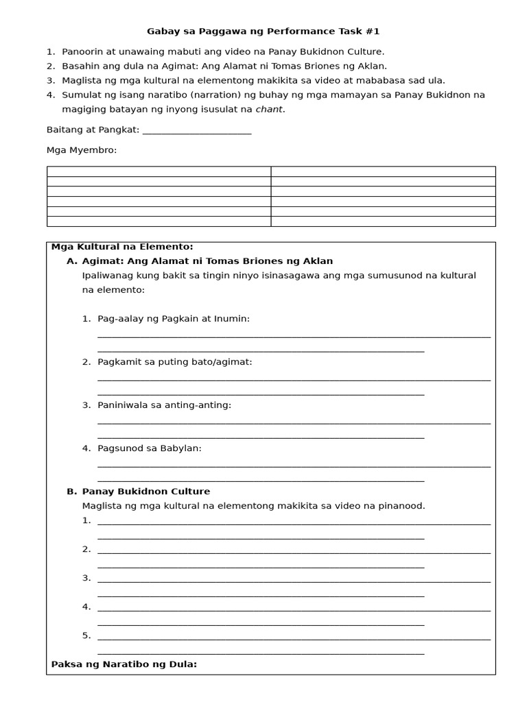 Gabay Sa Paggawa NG Performance Task 1 1 | PDF
