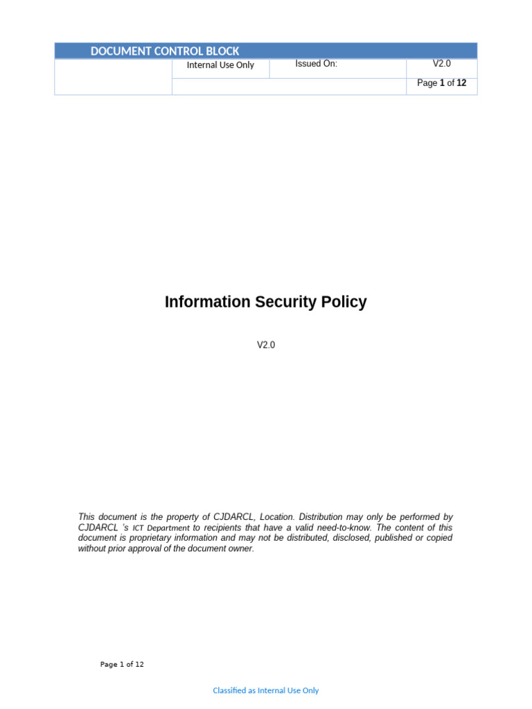 Information Security Policy V2.0 | PDF | Information Security | Audit