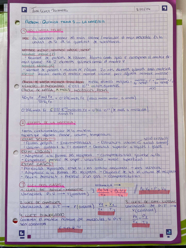 Resum Unitat 3 LA MATÈRIA | PDF