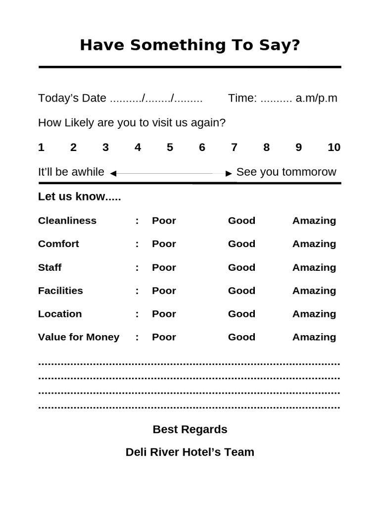 Guest Comment Cards | PDF