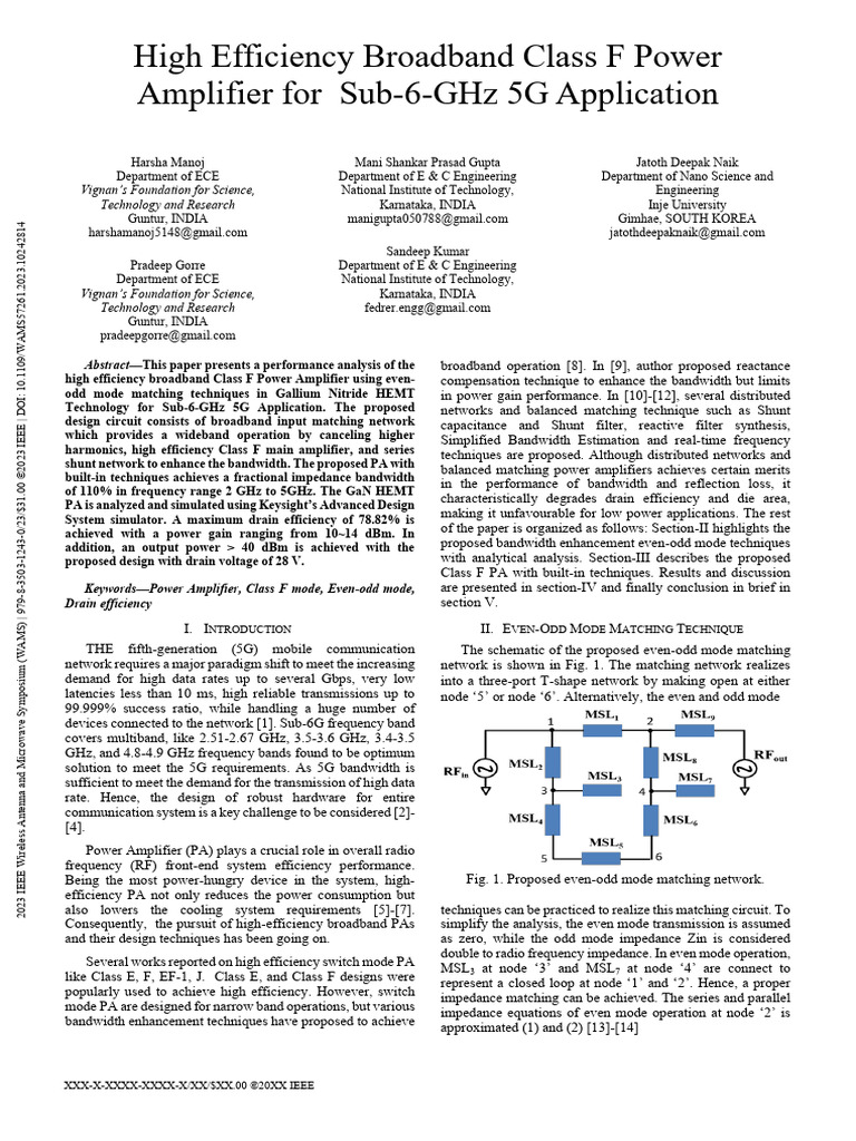 High_Efficiency_Broadband_Class_F_Power_Amplifier_for_Sub-6-GHz_5G_Application | PDF | Amplifier ...