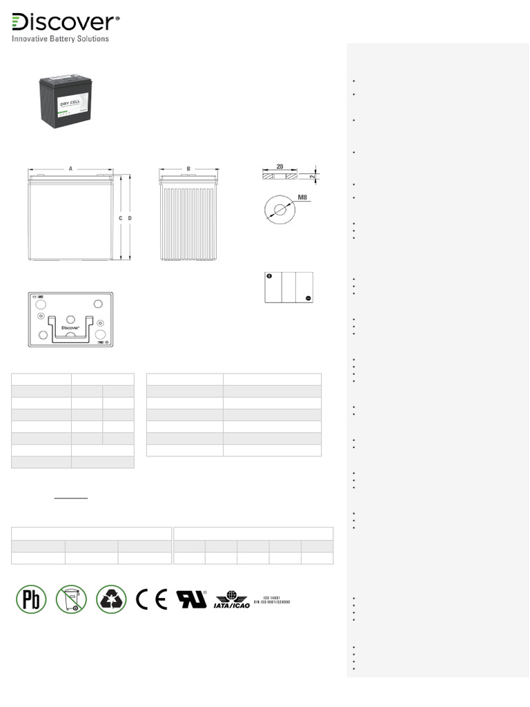Evgt6a A Specifications | PDF | Galvanic Cells | Energy Storage