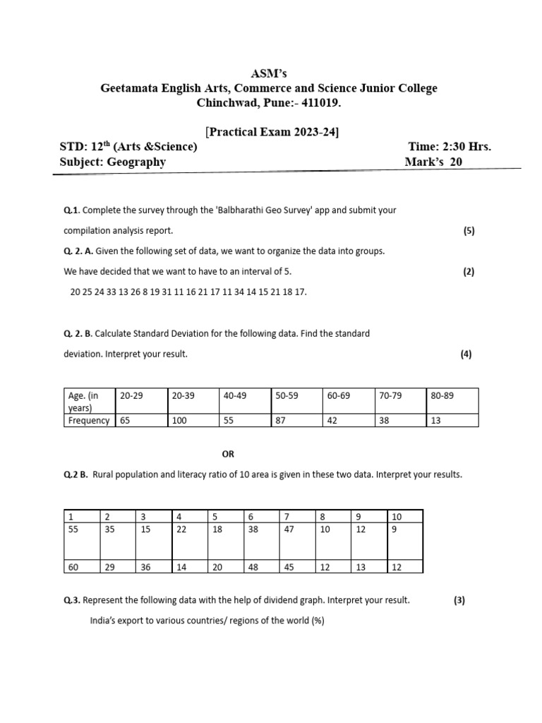 12th Practical 2 Paper 2023-24 | PDF | Agriculture