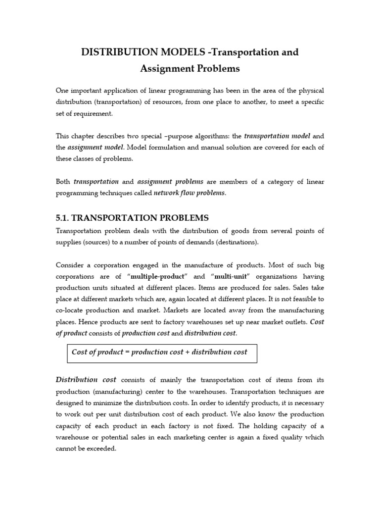 Transportation and Assignment Problems | PDF | Mathematical Optimization | Linear Programming