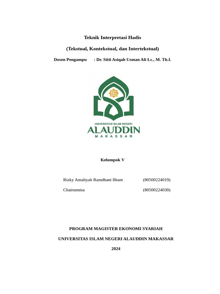 Teknik Interpretasi Hadis-1 (1) | PDF