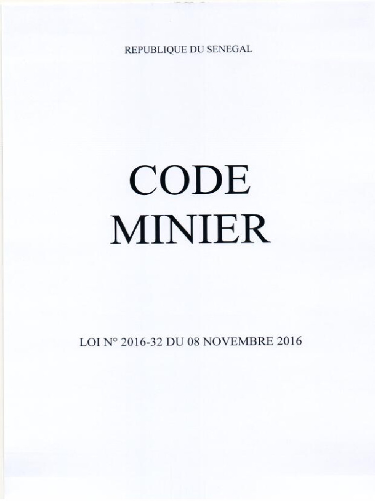 Senegal Mining Code Law No. 2016-32-2016 French | PDF