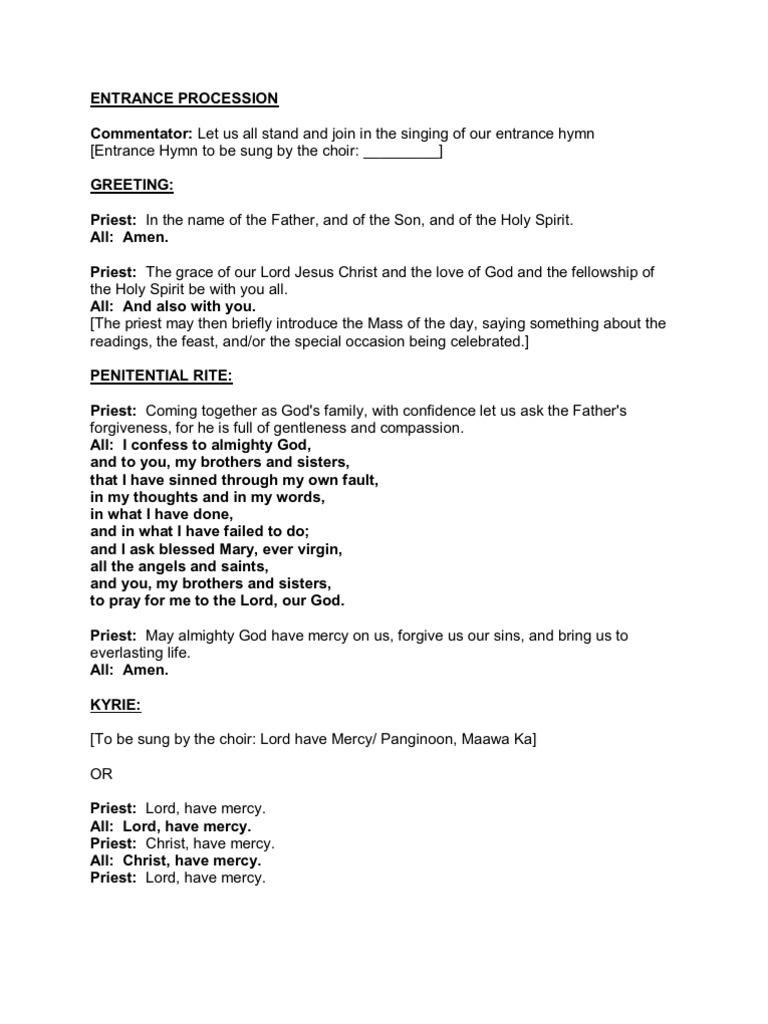 Mass Guide For | Download Free PDF | Mass (Liturgy) | Mercy