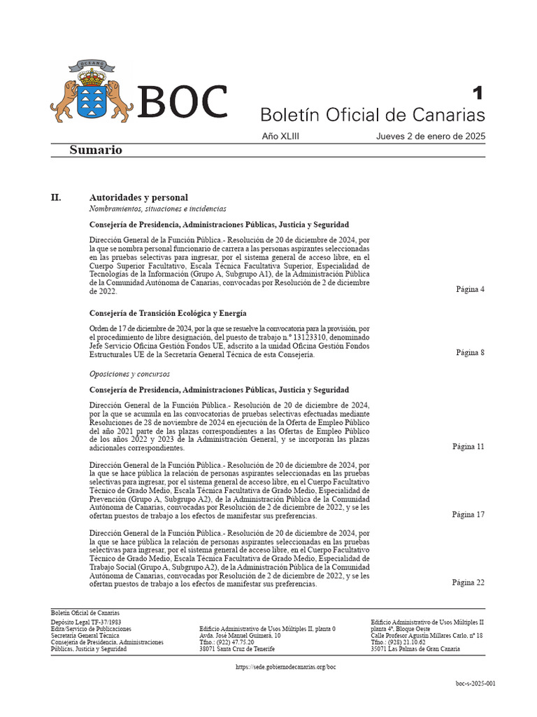 Boc S 2025 001 | PDF | Islas Canarias