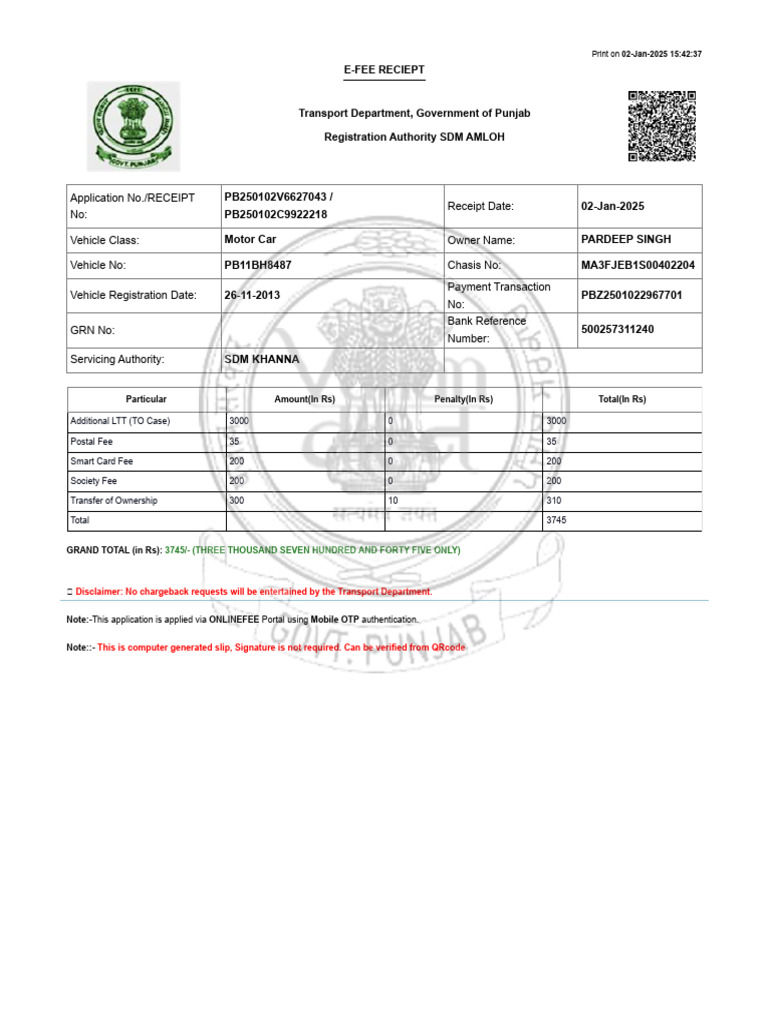 Fees | PDF | Receipt | Access Control