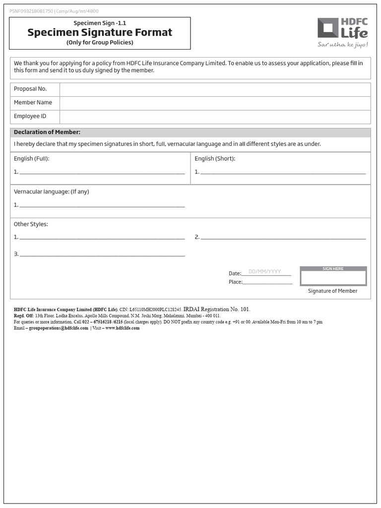 Specimen-Signature-Form-Group | PDF