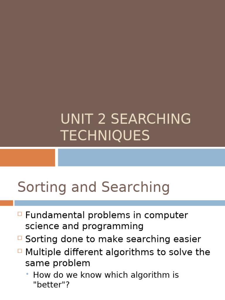 UNIT 2 Searching and Sorting Techniques | PDF | Computer Programming | Applied Mathematics