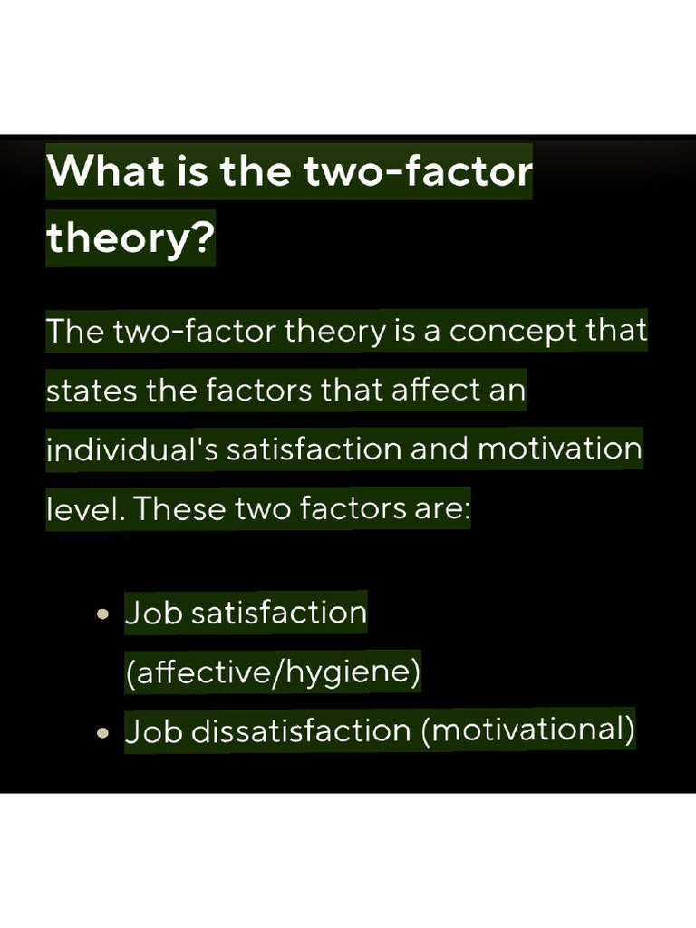 Motivation -Two Factor Theory | PDF