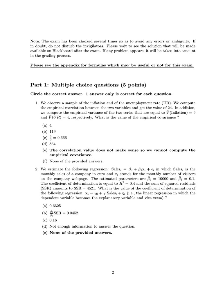 Mock Exam2 Solution | PDF