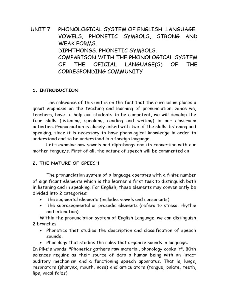 UNIT 07 | PDF | Vowel | Consonant