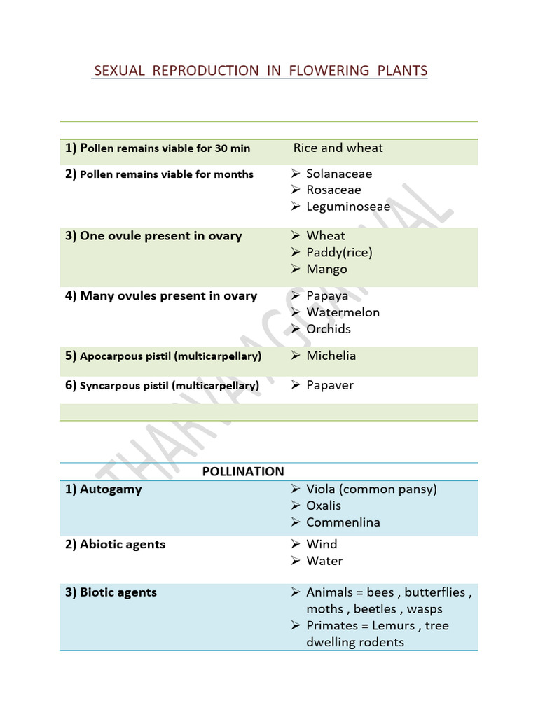 Sexual Reproduction in Flowering Plants | PDF | Pollination | Fruit