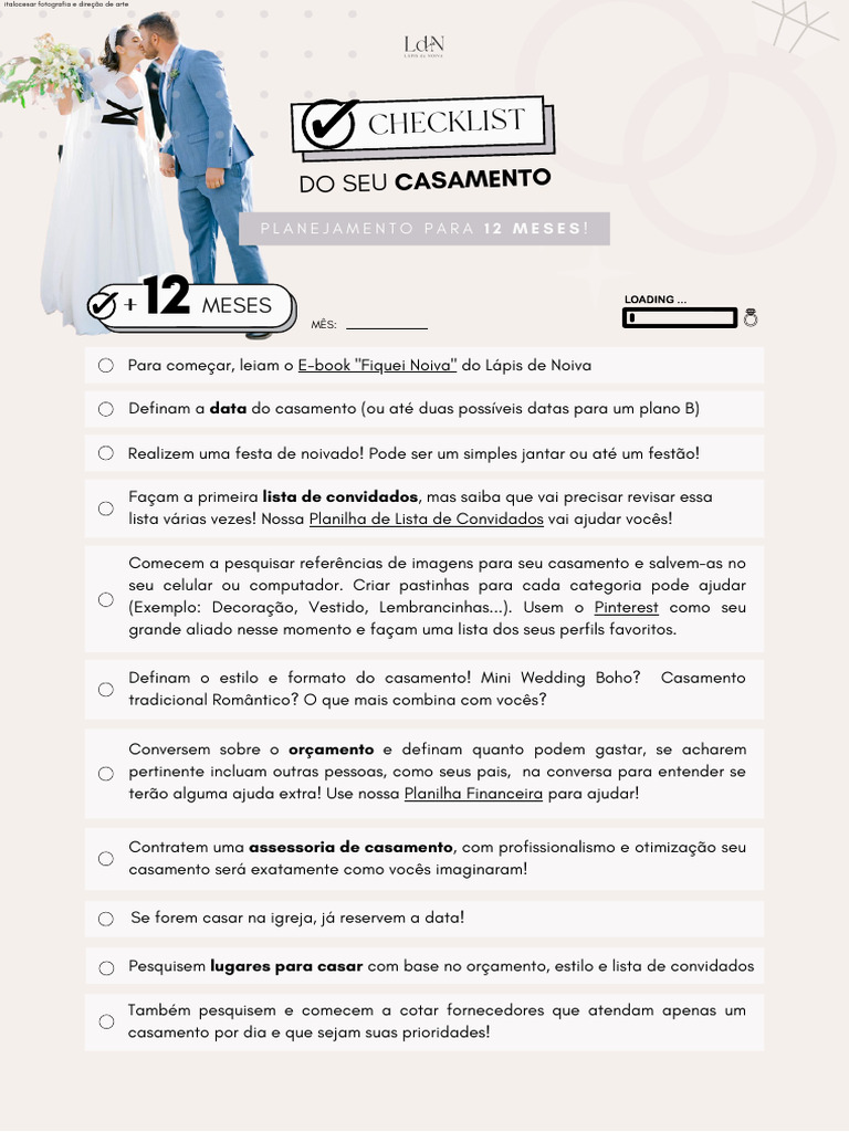 Checklist LDN - 12 Meses - 2022 | PDF | Casamento